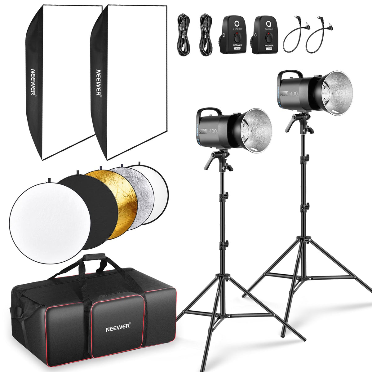 NEEWER Kit Luce Flash Monoluce da Studio S101-400W PRO 800Ws da 2 ...