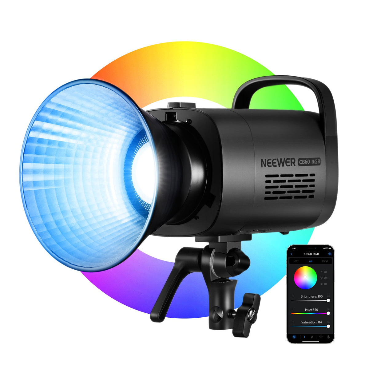 Lampada video LED RGB CB60 con montaggio Bowens CRI 97+ NEEWER - NEEWER ...